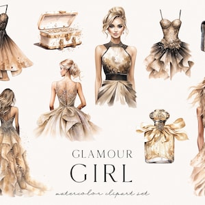 Glamour Girl, Girl Clipart, Fashion Illustration, Perfume Bottle ...