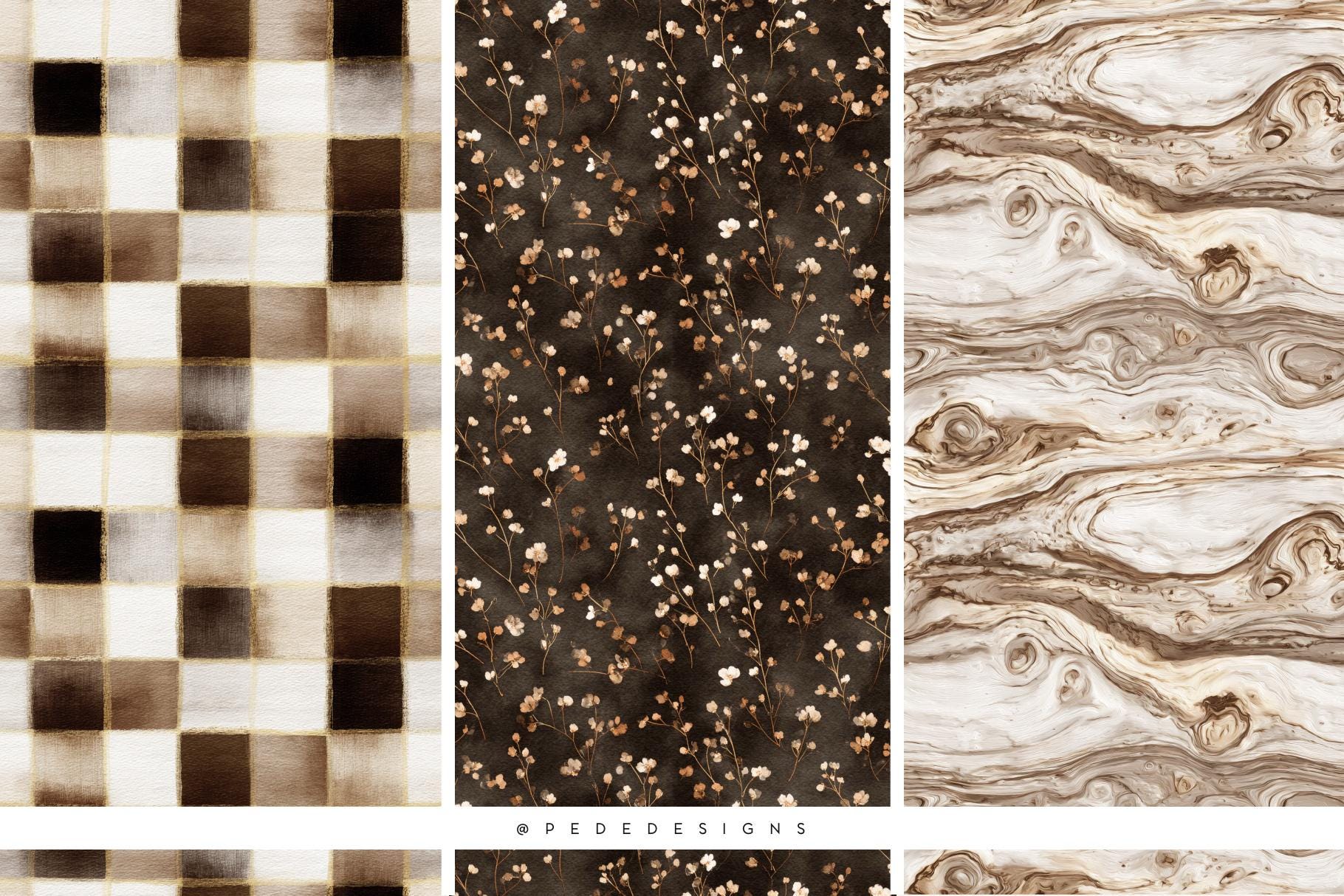 Autumn Farmhouse Digital Paper Set: Plaid & Pumpkins (seamless, 12"x12 ...