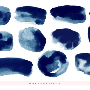 Watercolor Strokes Clipart, Gold Glitter, Navy Blue Watercolor Splash ...