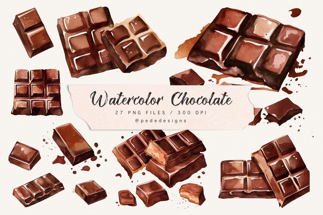 Watercolor Chocolate Clip Art, Sweets Clipart, Dessert Illustration ...