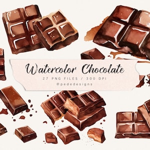 Watercolor Chocolate Clip Art, Sweets Clipart, Dessert Illustration ...