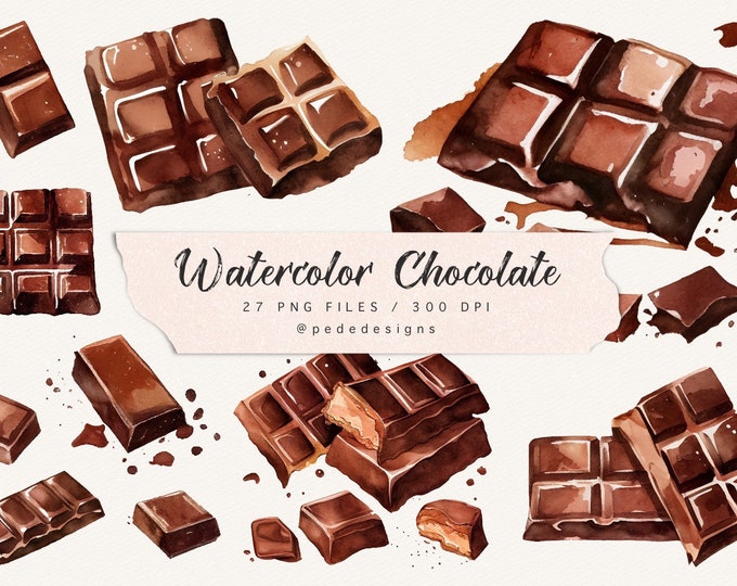 500+ Chocolate Watercolor Clipart Bundle, Chocolate PNG, Sweets PNG ...