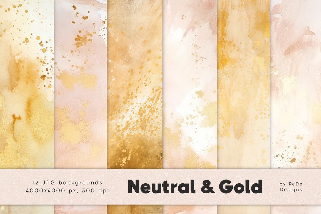 Neutral & Gold Backgrounds, Watercolor Texture, Luxury Digital Paper ...