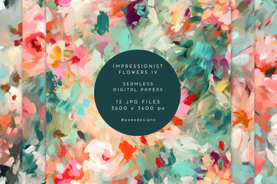 Abstract Impressionist Flowers, Digital Paper Pack, Abstract Seamless ...