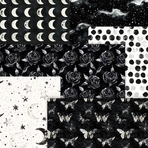 Midnight Black Digital Papers Set, Celestial Digital Paper Pack ...