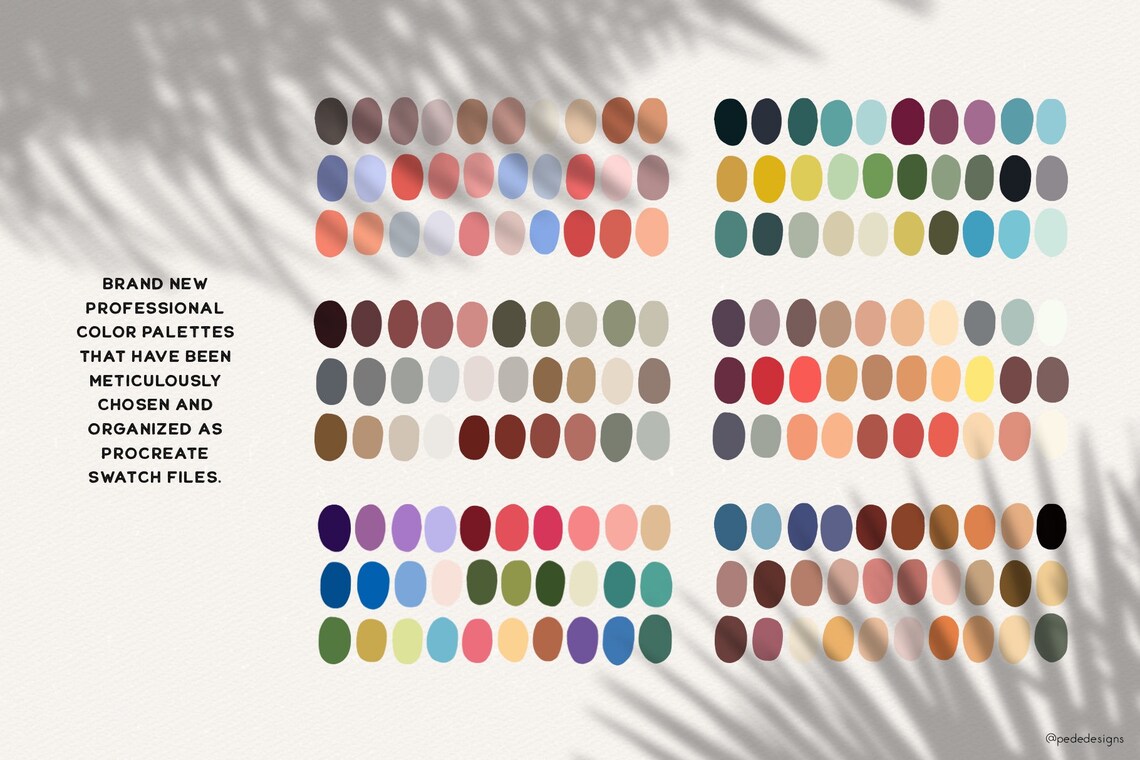 55 Procreate Color Palettes, Color Swatches, iPad Illustration, Boho ...