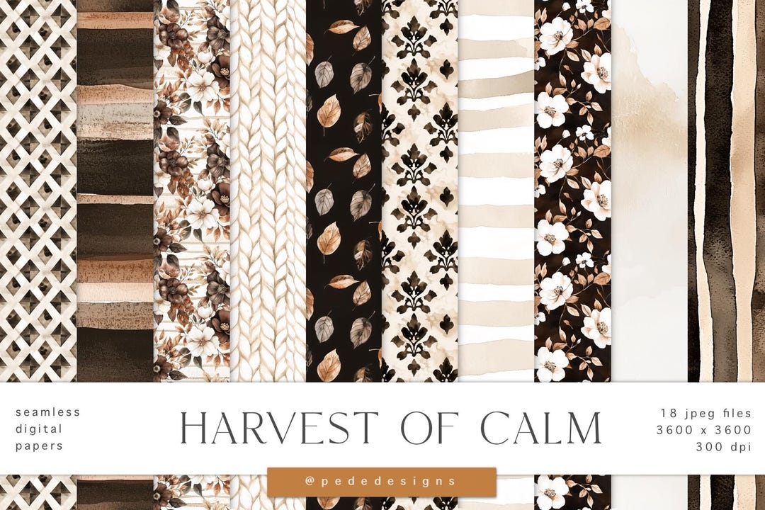 Harvest of Calm Digital Papers Set, Autumn Digital Paper Pack ...