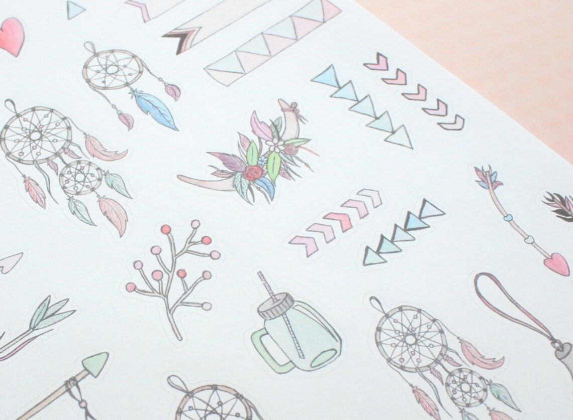 Boho Stickers Boho Style Sticker Board - Etsy