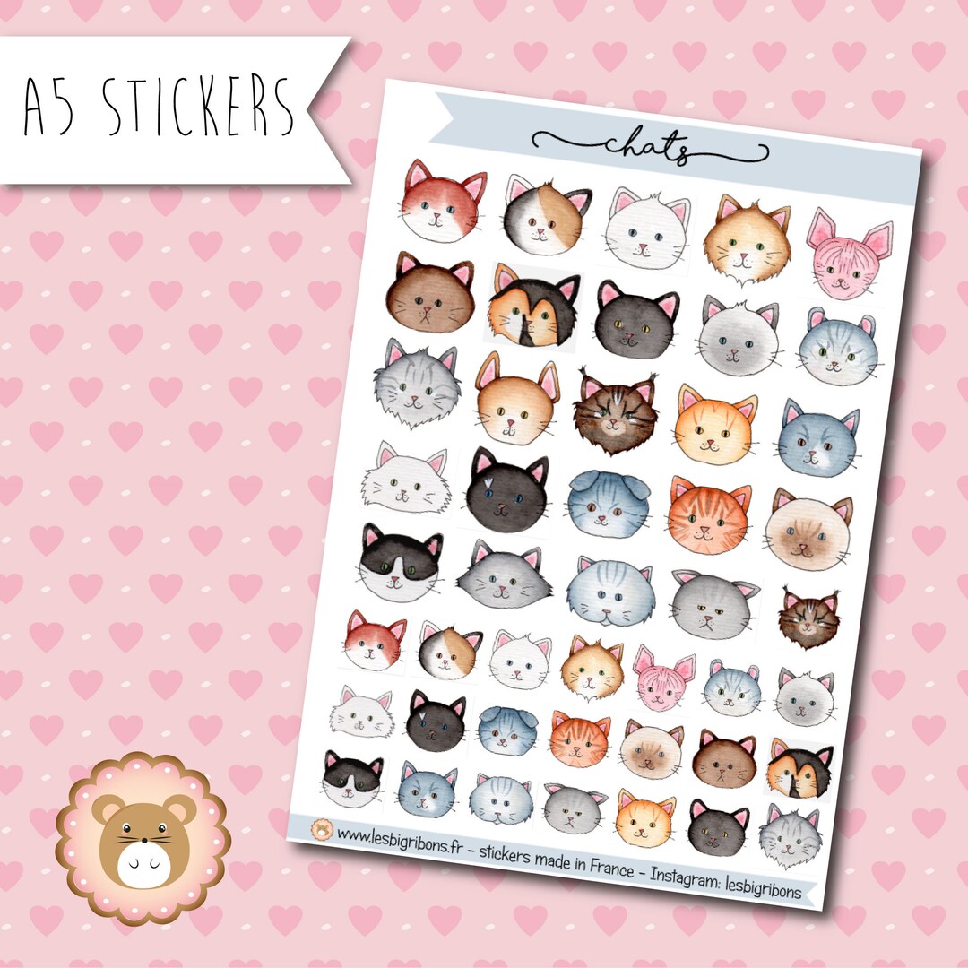 Stickers Cats Sticker Board Cat Breeds - Etsy