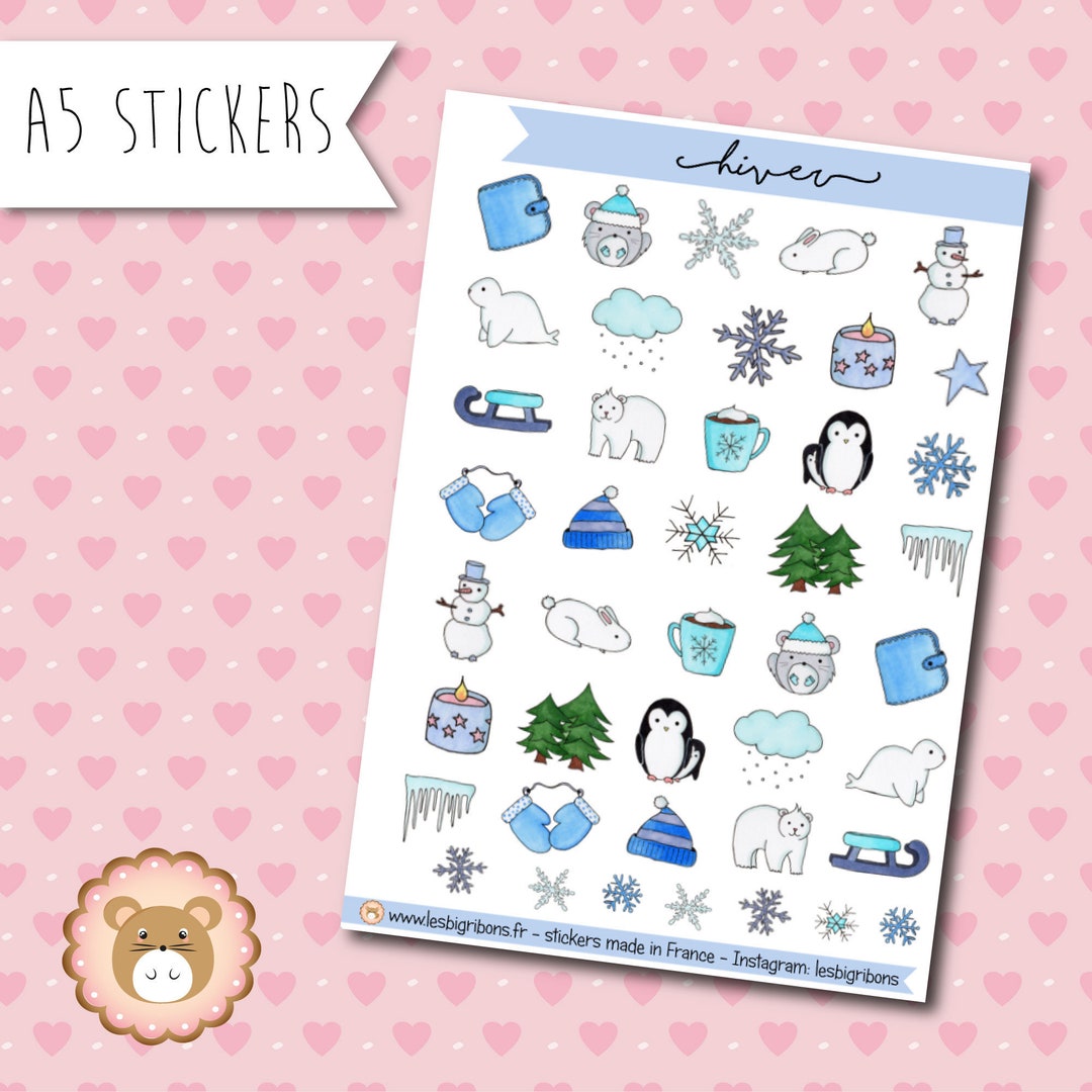 Winter Stickers Snow Sticker Board and Winter Patterns - Etsy