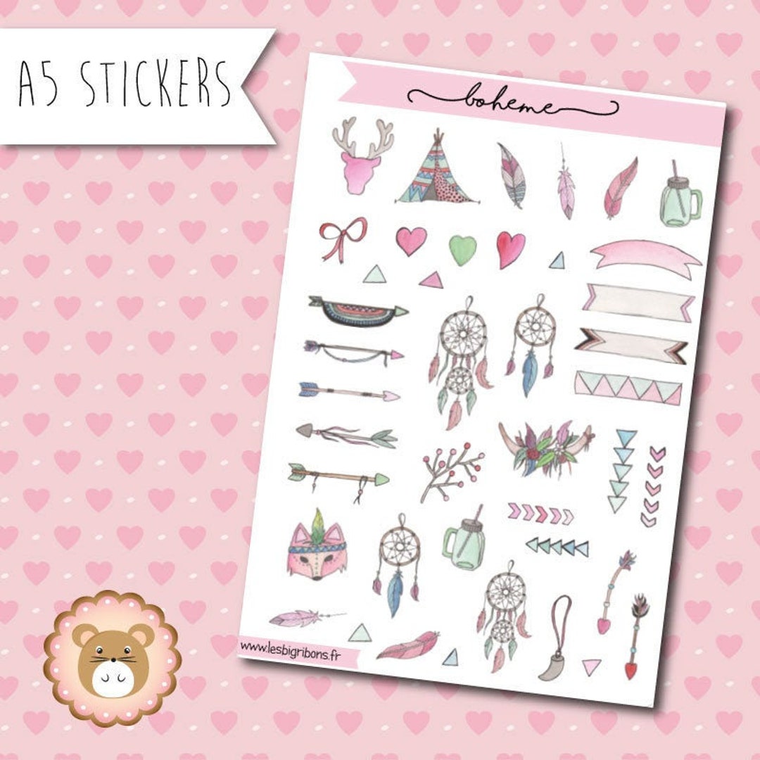 Boho Stickers Boho Style Sticker Board - Etsy