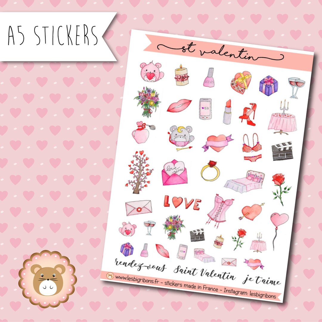 Stickers Saint Valentin planche d'autocollants sur l'amour - Etsy France