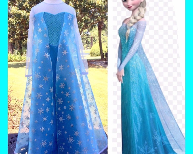 Frozen Elsa Dress, Disney Princess Costume, Frozen Elsa Blue Dress ...
