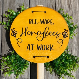 XL Bee Sign, Bee-ware, Honey Bee Sign, Large Dandelion Decoration, or ...