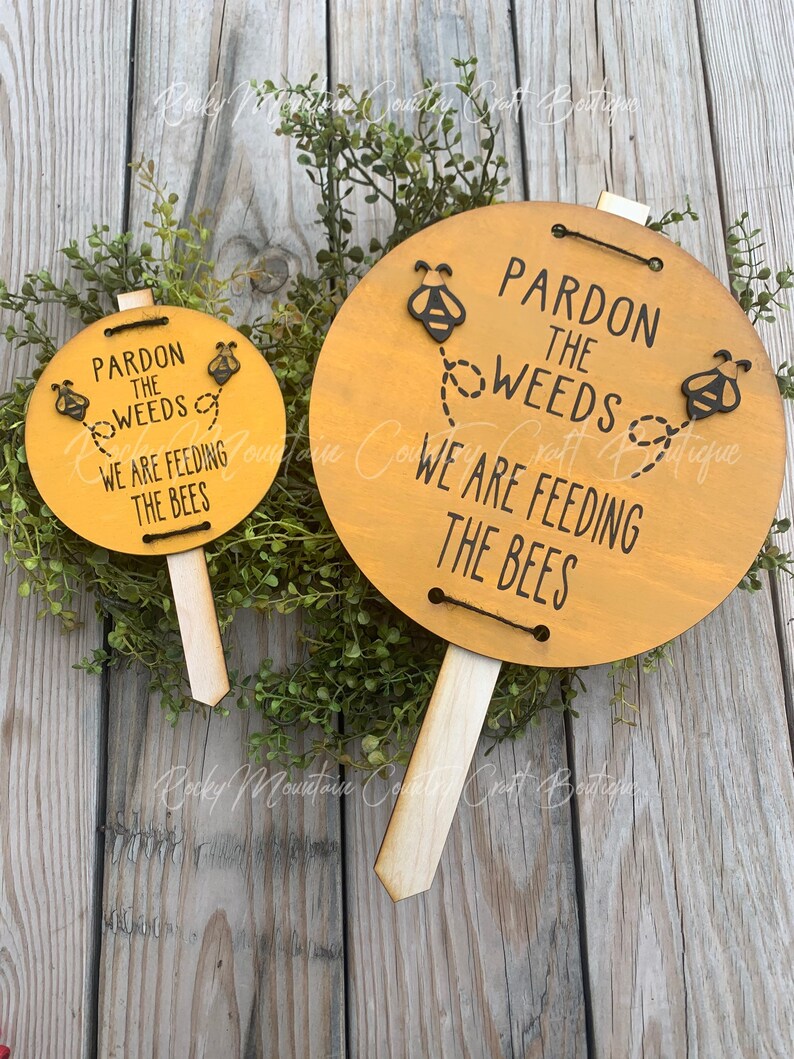 XL Bee Sign, Bee-ware, Honey Bee Sign, Large Dandelion Decoration, or ...