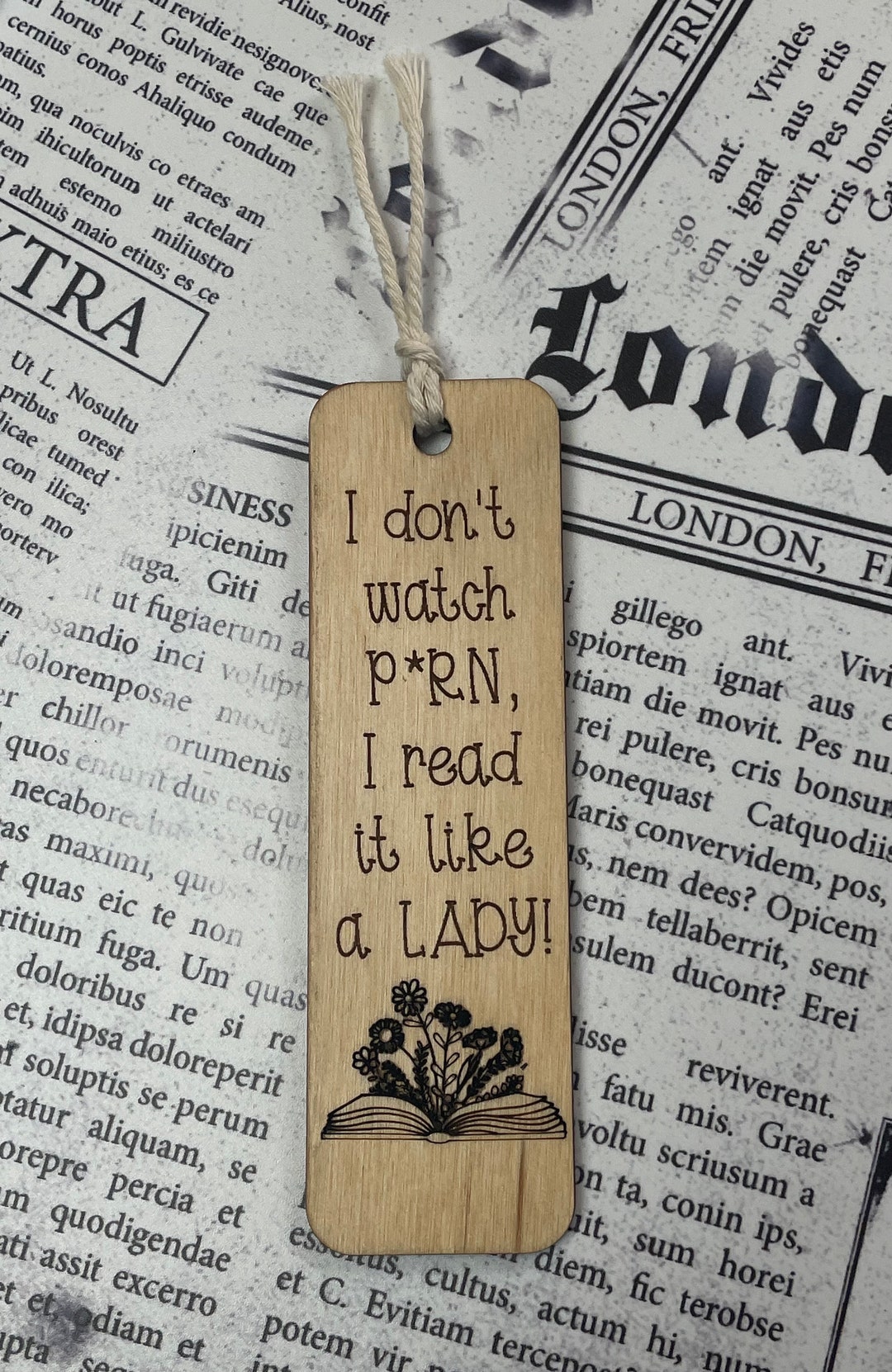 Book P*rn, Wooden Bookmark, Snarky Bookmark, Boho Style Hippy Bookmark ...