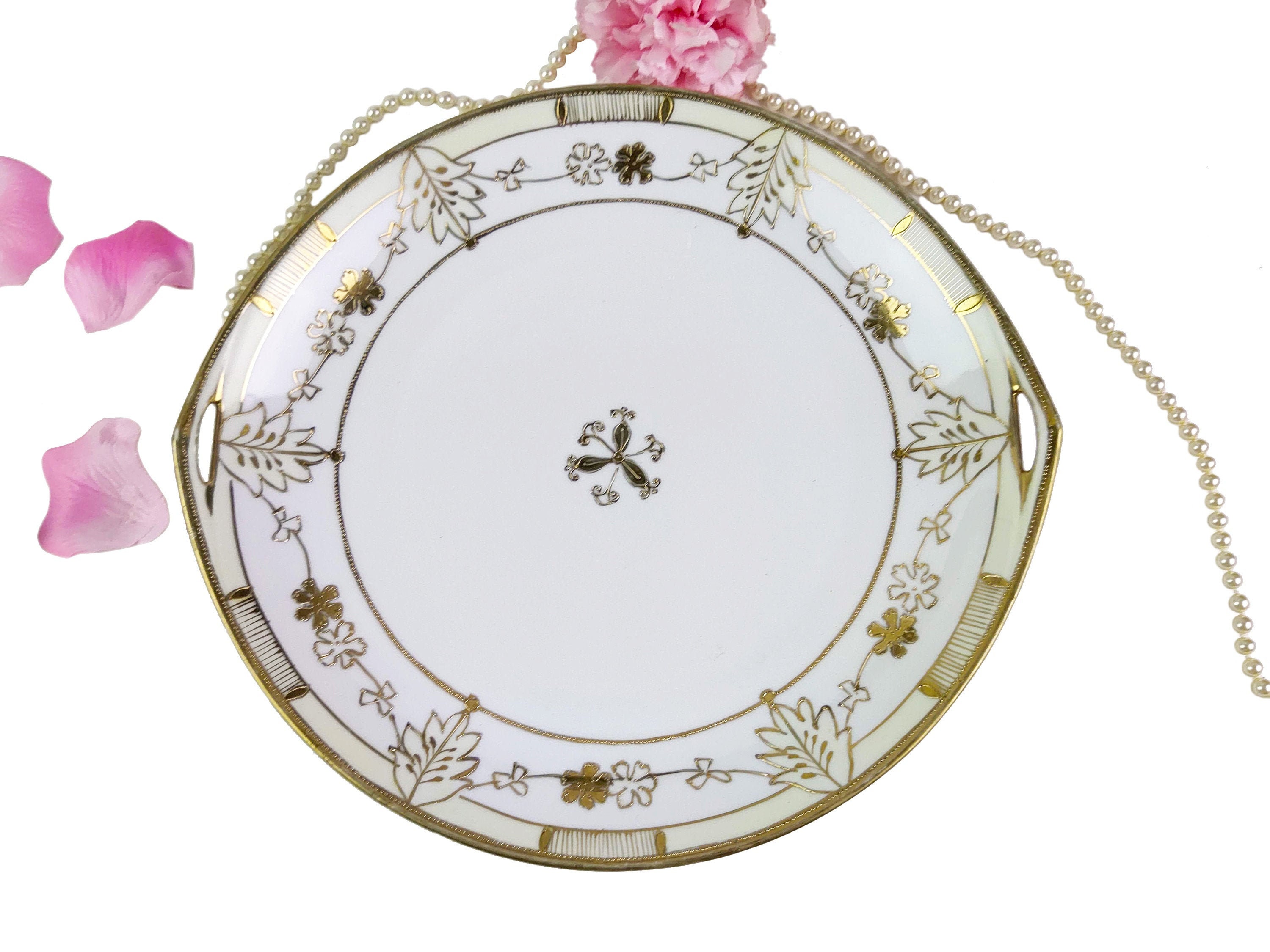 Plates Nippon hand painted cake plate with handles Vintage Japanese ...