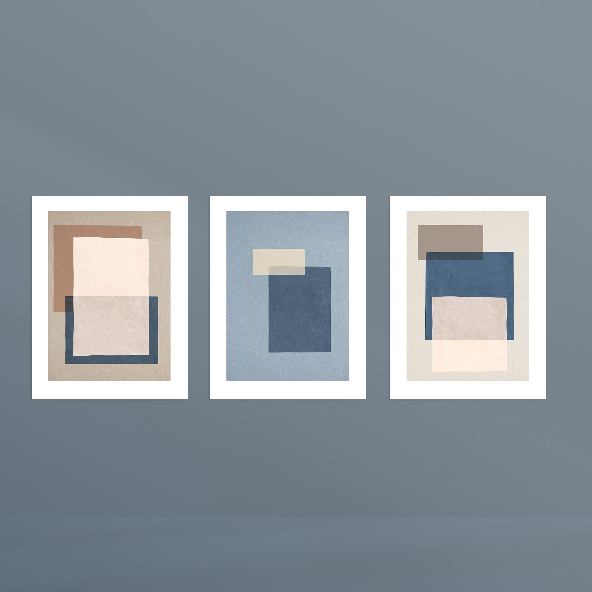 Set of 3 Textured Cutout Color Block Midcentury Modern Jazz - Etsy