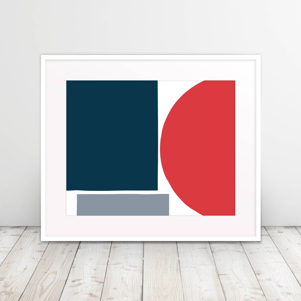 Red and Blue Color Blocks I Abstract Geometric Modern Art | Etsy