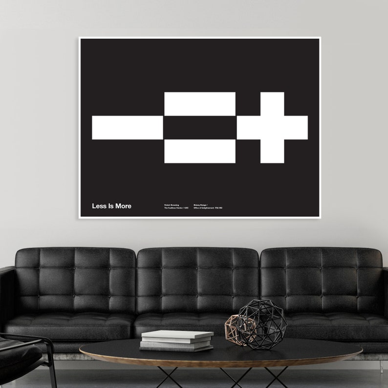 Buy Less is More Poster, Black, Math Icons, Helvetica, Typographic ...