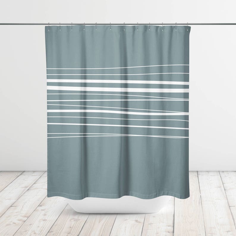 Organic Wavy Lines Modern Shower Curtain Bath Curtain Etsy