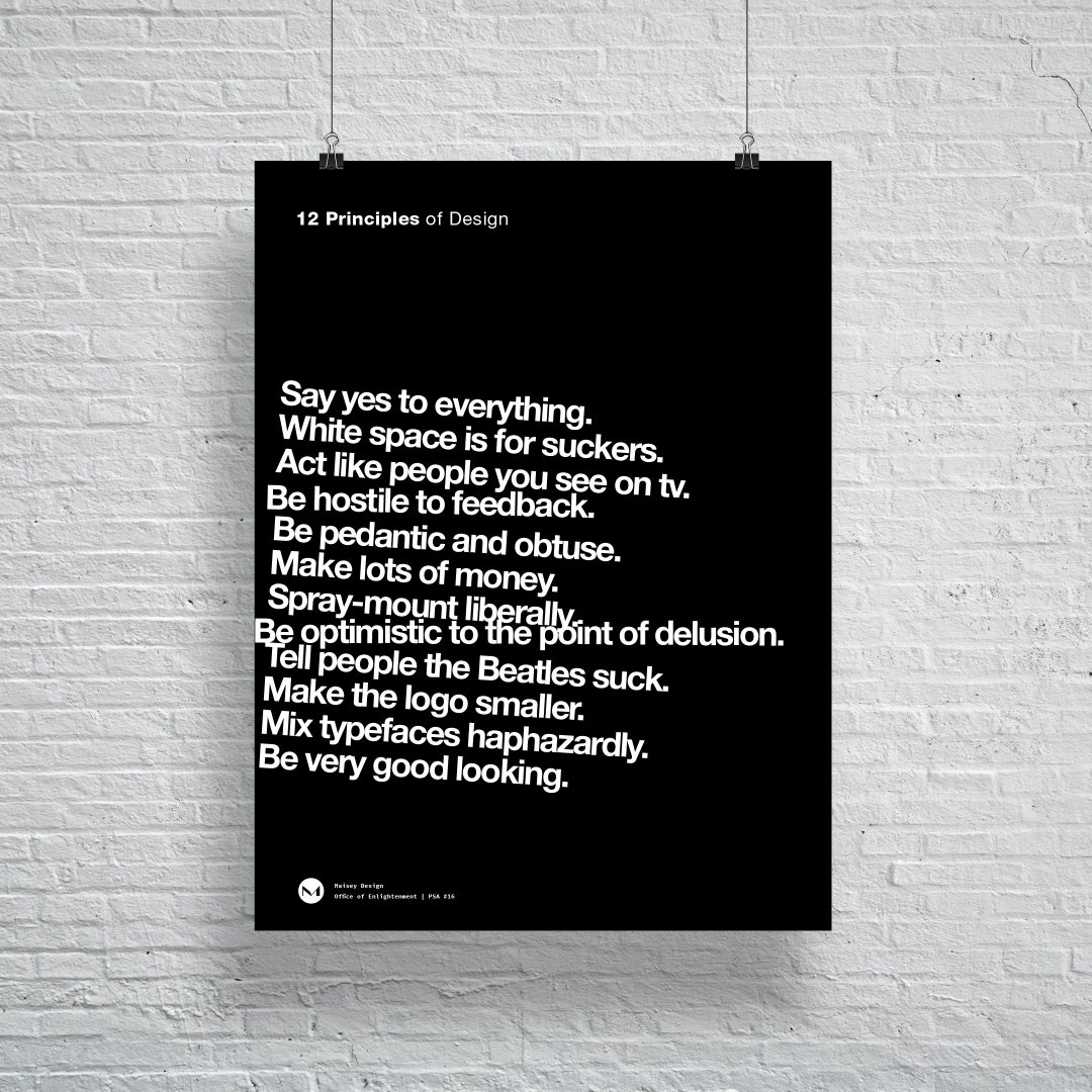 12 Principles of Good Design Poster, Helvetica, Typographic, Funny ...