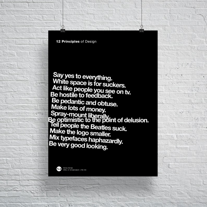 12 Principles of Good Design Poster Helvetica Typographic - Etsy