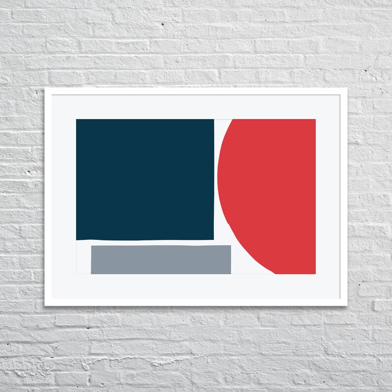 Red and Blue Color Blocks I Abstract Geometric Modern Art - Etsy