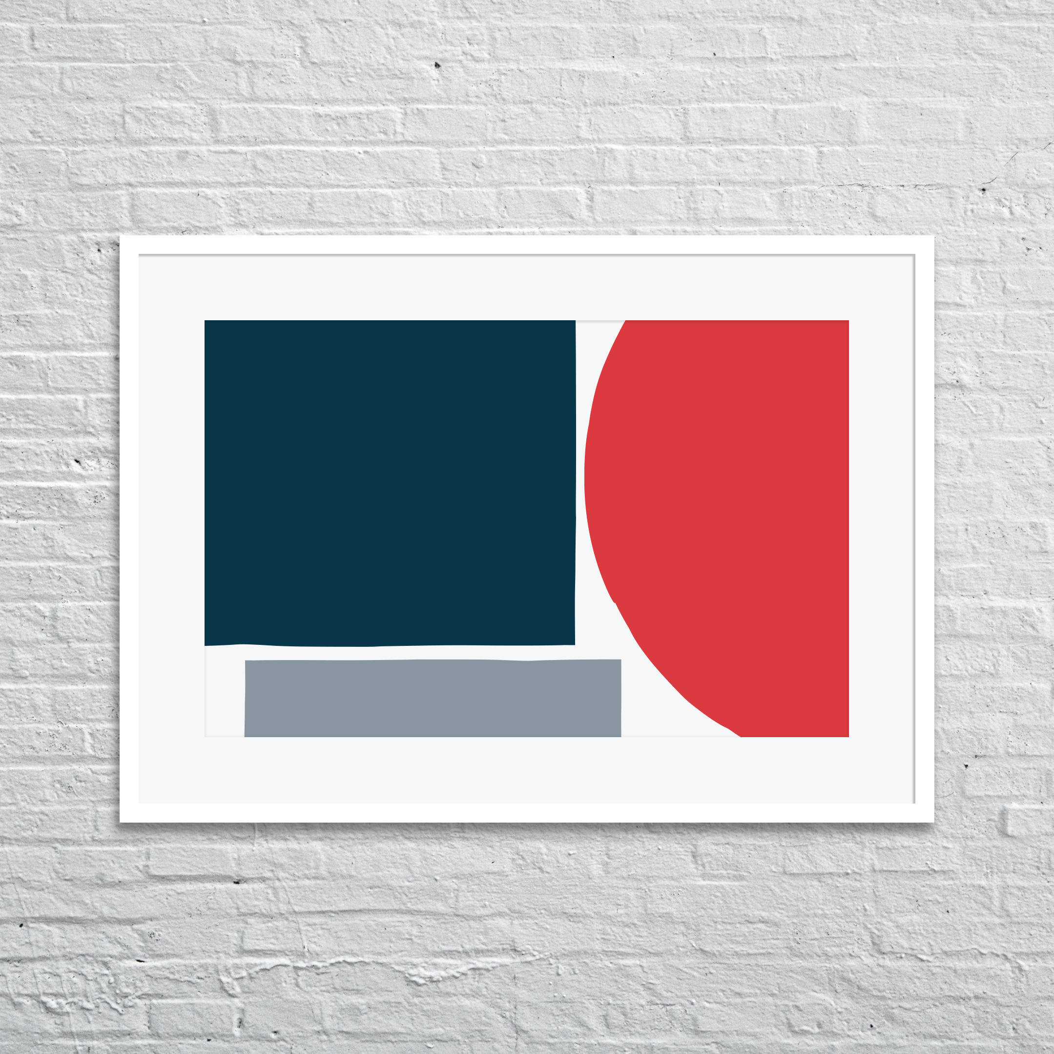 Red and Blue Color Blocks I, Abstract, Geometric, Modern Art, Black and ...