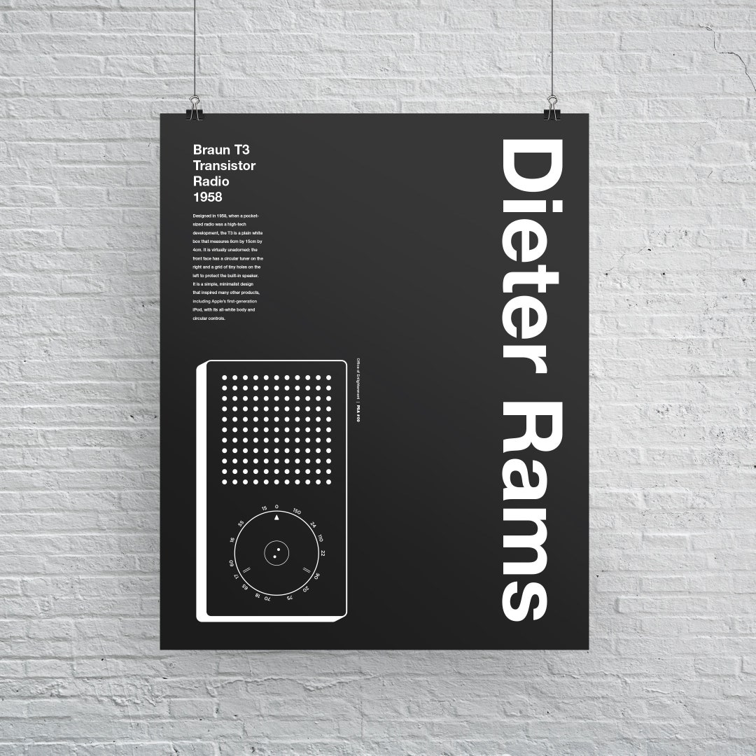 Dieter Rams Apple Ipod Helvetica Typographic Poster, Quote, Black and ...