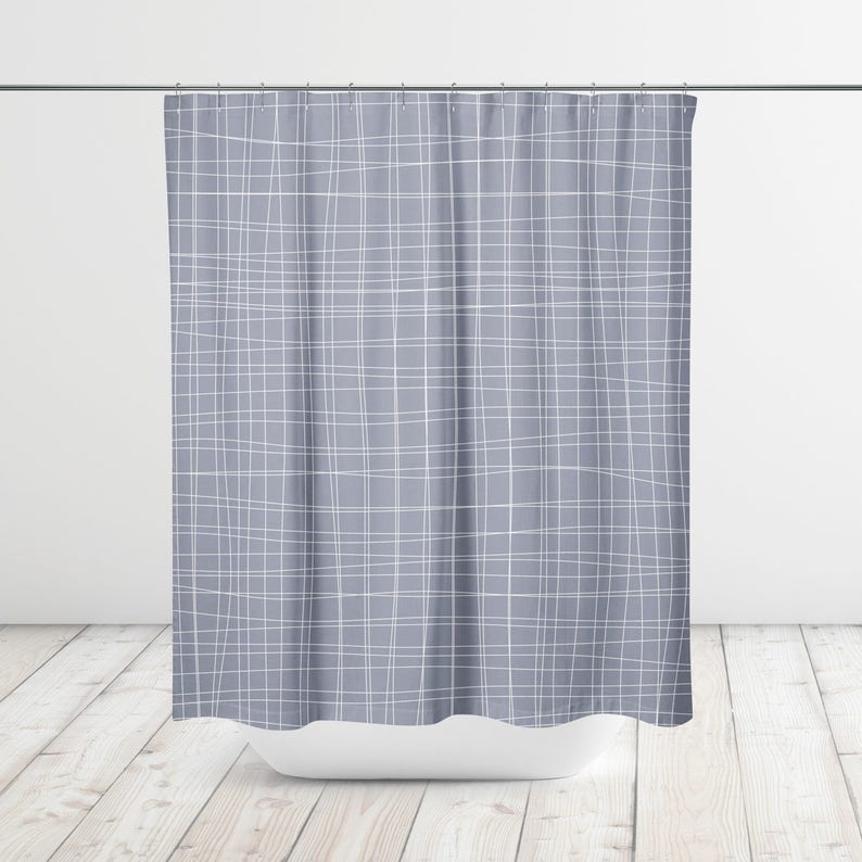 Organic Grid Lines Shower Curtain Bath Curtain Bathtub | Etsy