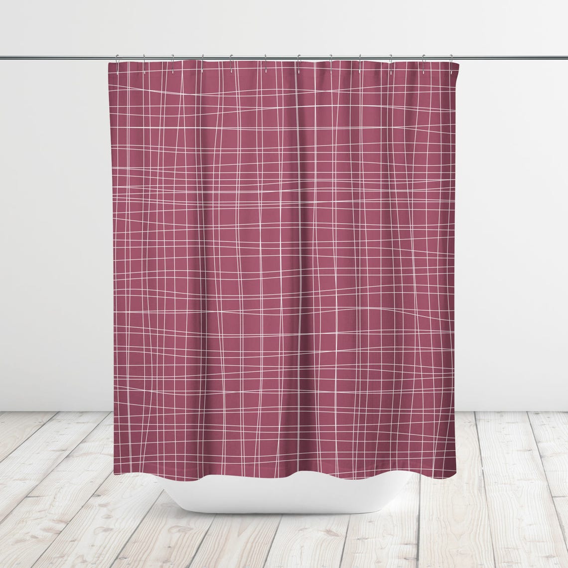 Organic Grid Lines Shower Curtain Bath Curtain Bathtub | Etsy