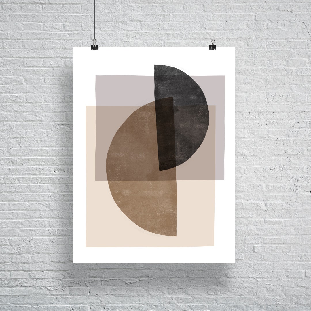 Geometric Abstract Art Modern Vintage Shapes Bauhaus Distressed Acrylic ...