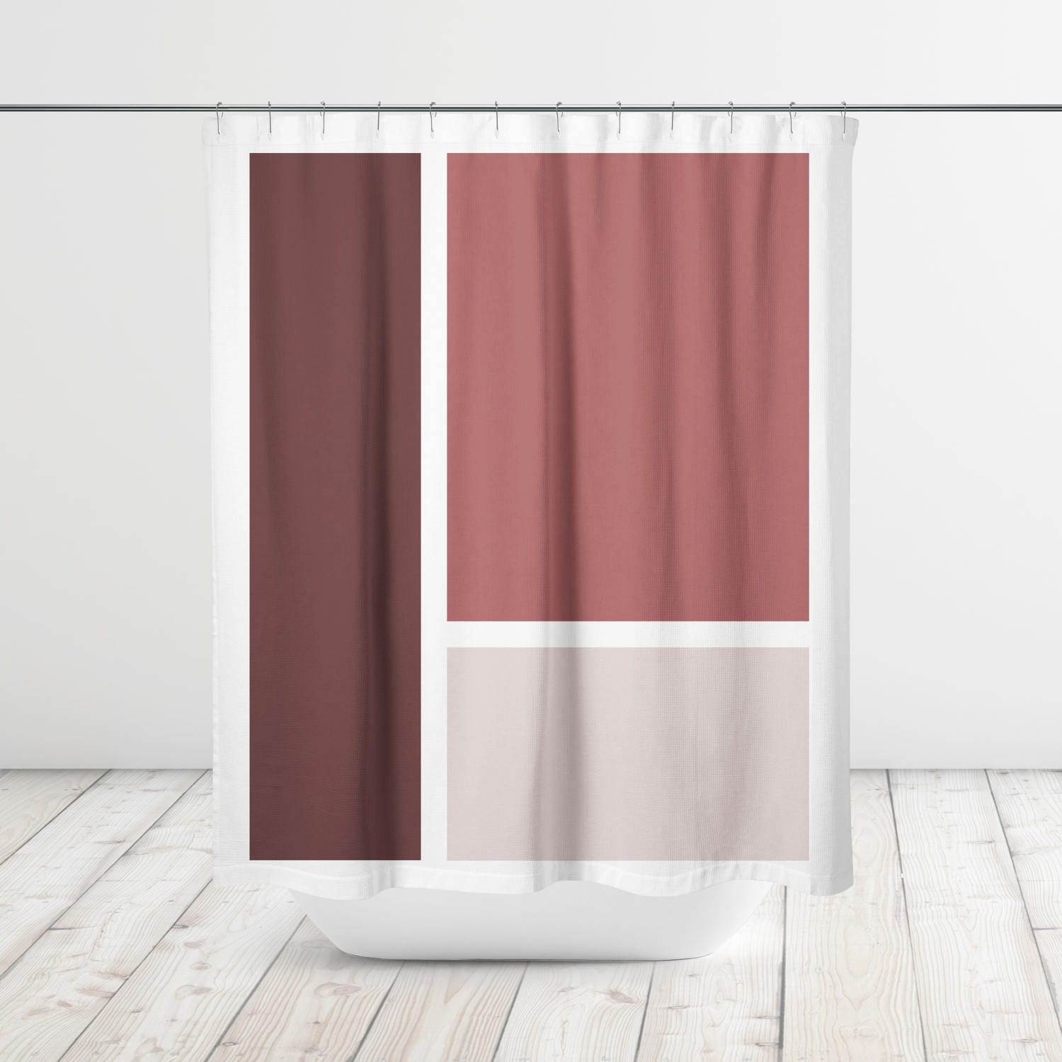 Black and White Color Block Shower Curtain | Etsy