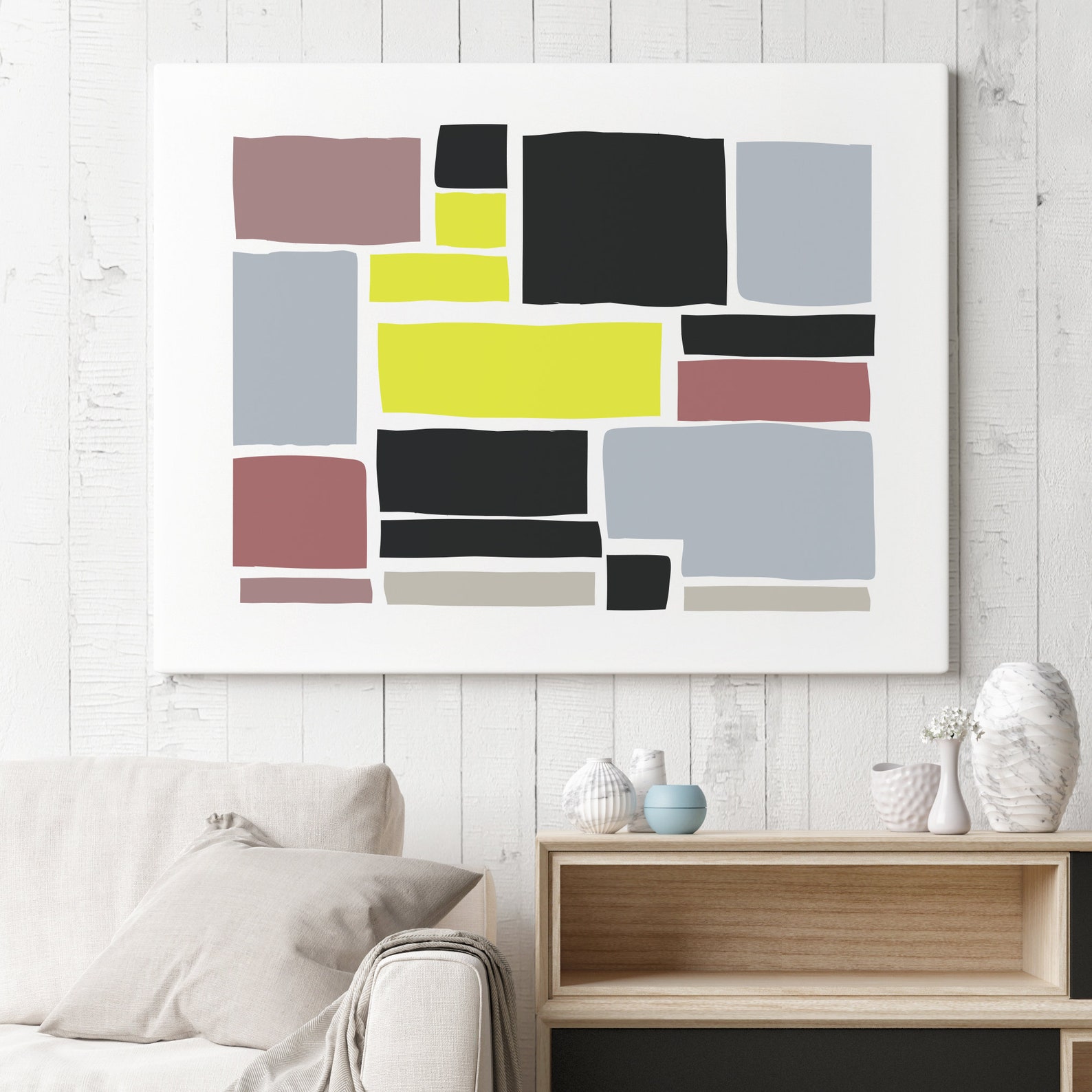Mixed Color Block Collage II Kitchen Screen Print Abstract | Etsy