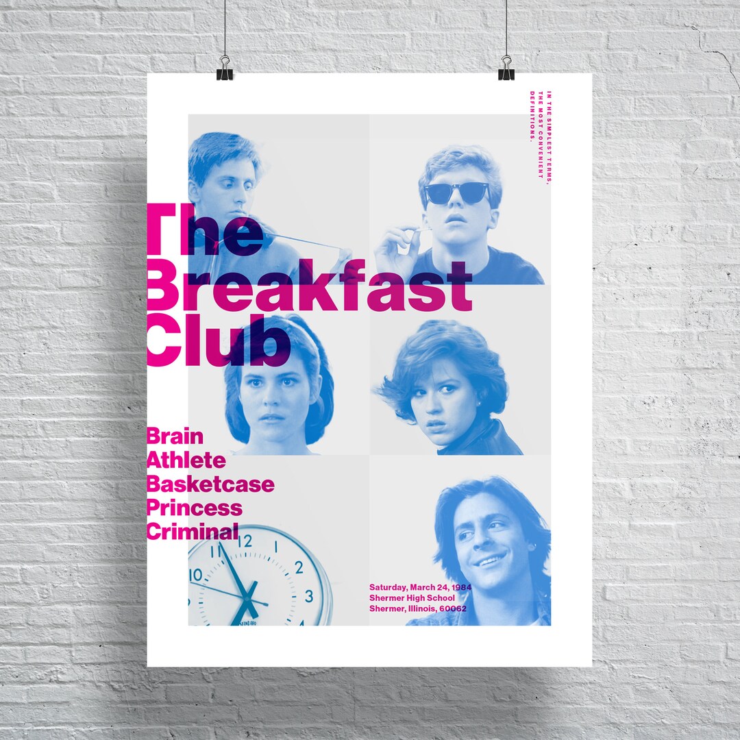 The Breakfast Club 1980s Movie Poster Minimalist Modernist Helvetica ...