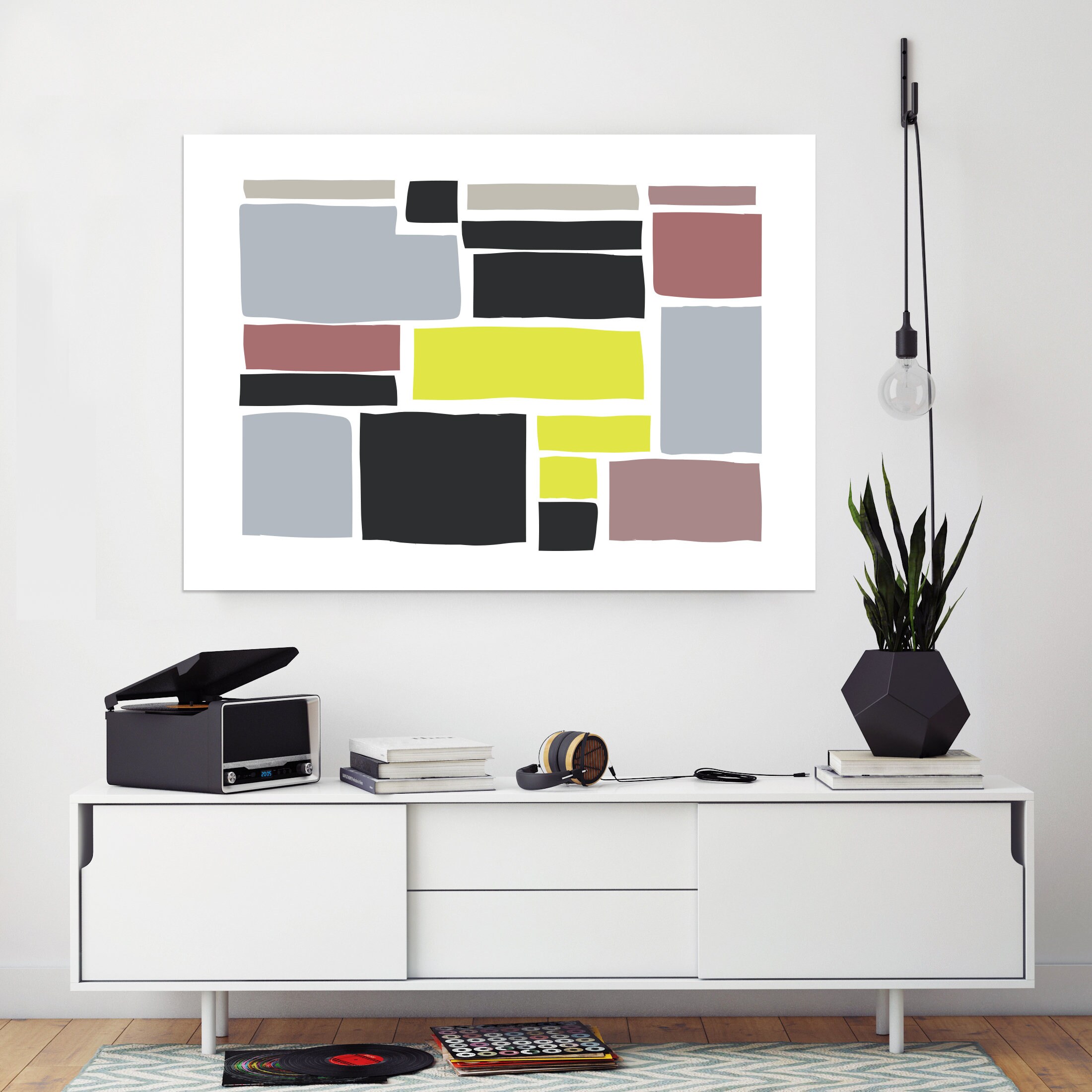 Mixed Color Block Collage II Kitchen Screen Print Abstract | Etsy