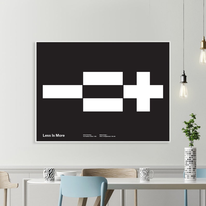 Less Is More Poster Black Math Icons Helvetica | Etsy