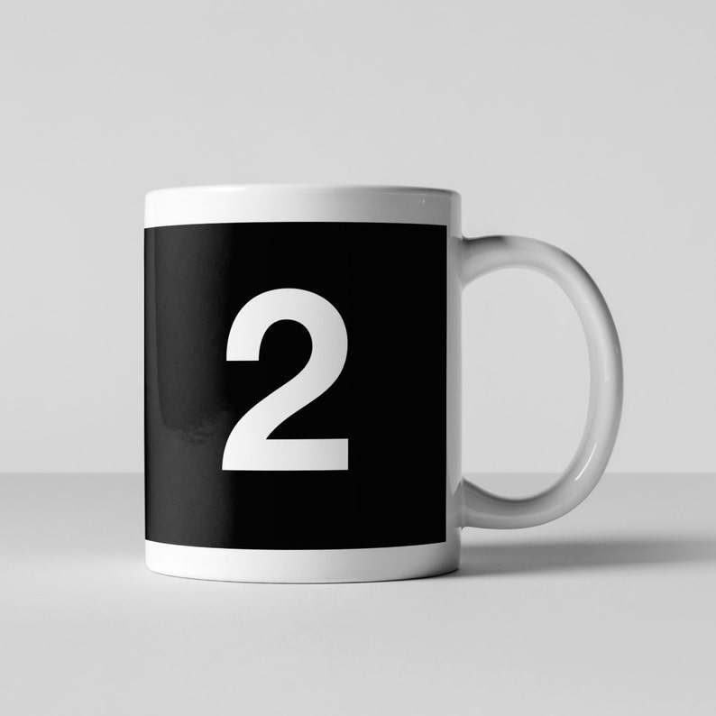 Modern Helvetica Numbered Coffee Mugs | Etsy