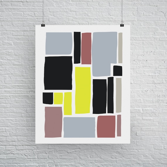 Mixed Color Block Collage II Kitchen Screen Print Abstract | Etsy