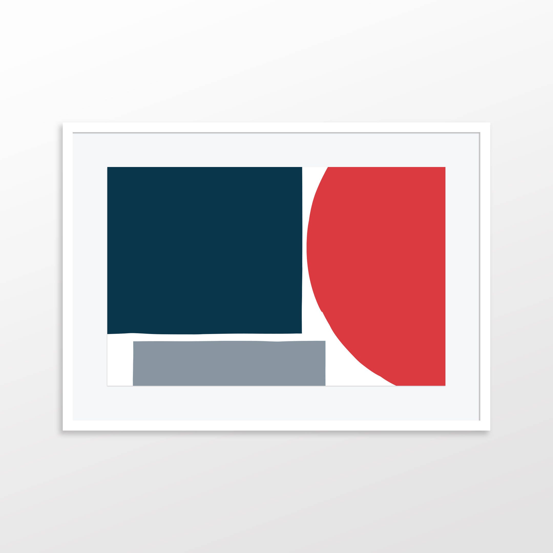 Red and Blue Color Blocks I, Abstract, Geometric, Modern Art, Black and ...