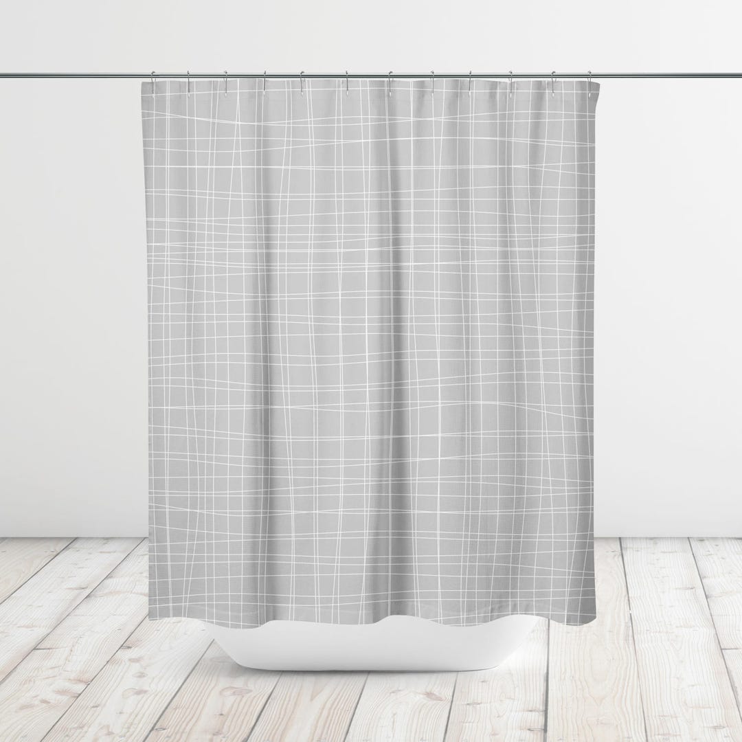 Organic Grid Lines Shower Curtain, Bath Curtain, Bathtub Curtain ...