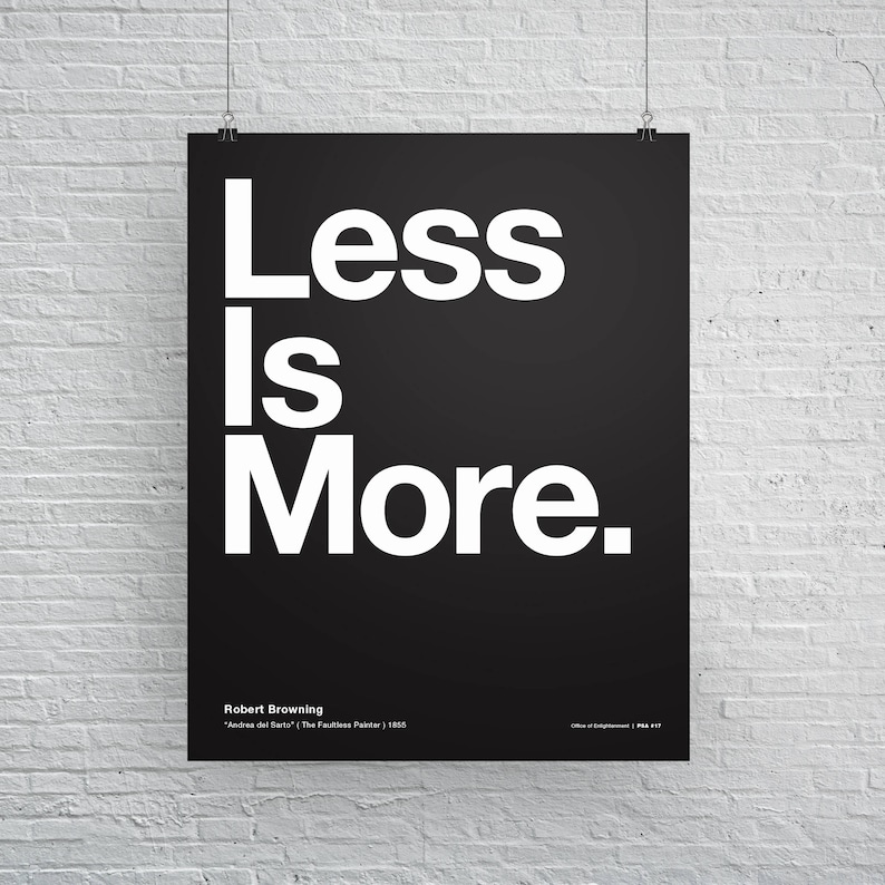 Less is More Poster Helvetica Typographic Fun Funny | Etsy