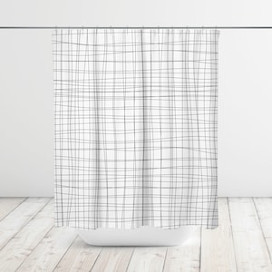 Organic Grid Lines Shower Curtain, Bath Curtain, Bathtub Curtain ...