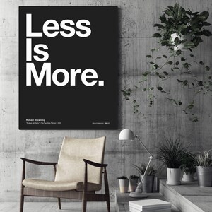 Less is More Poster, Helvetica, Typographic, Fun, Funny, Quote, Black ...