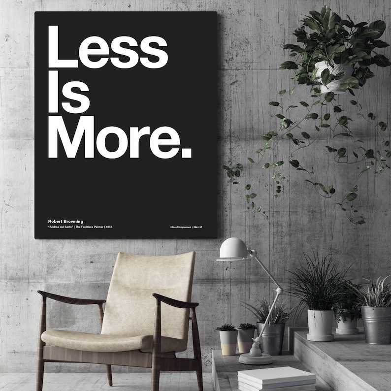 Less is More Poster Helvetica Typographic Fun Funny - Etsy