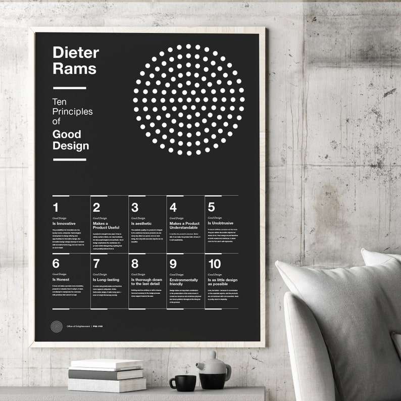 Dieter Rams, 10 Principles of Good Design Poster, Helvetica ...