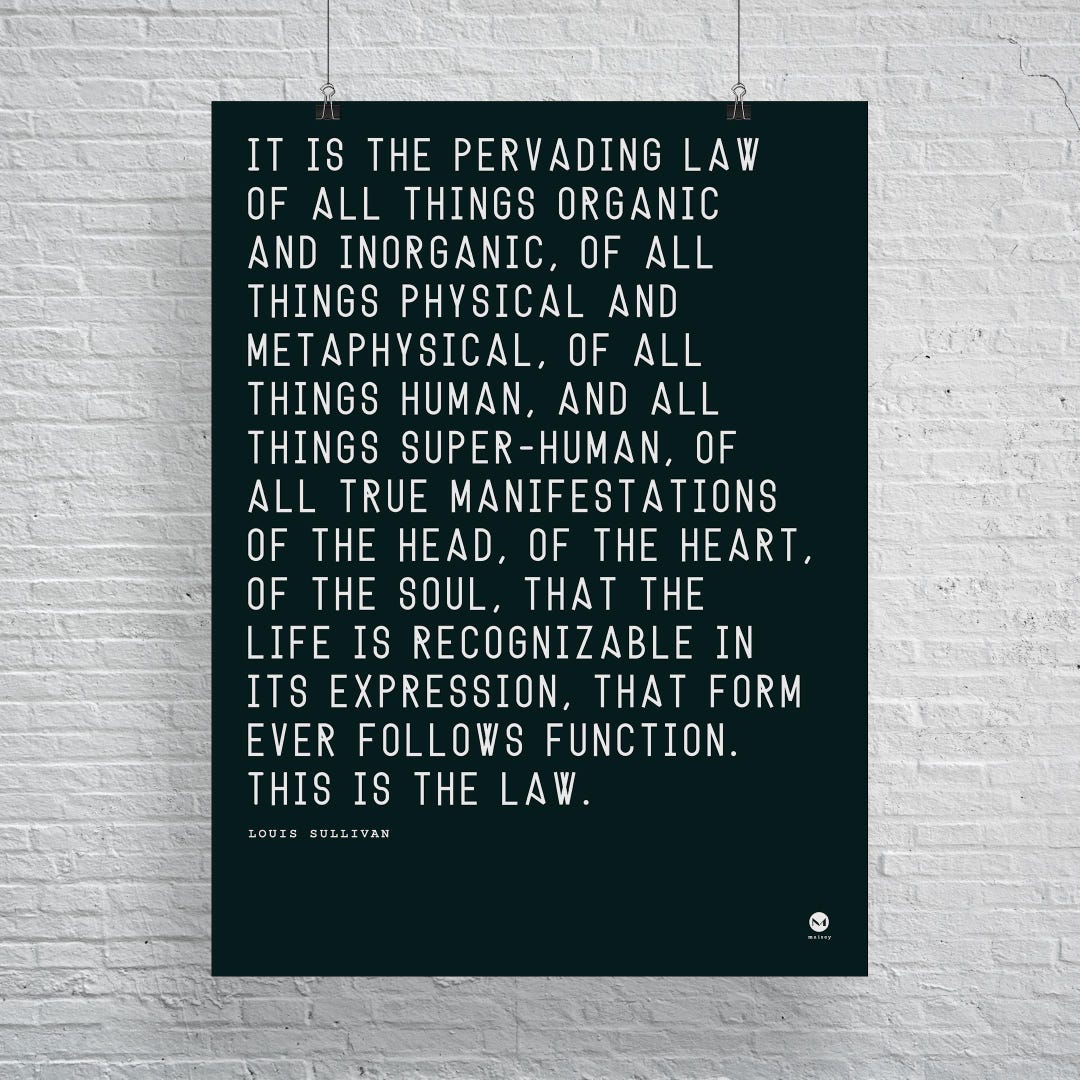 Form Follows Function Architecture Poster, Louis Sullivan - Etsy