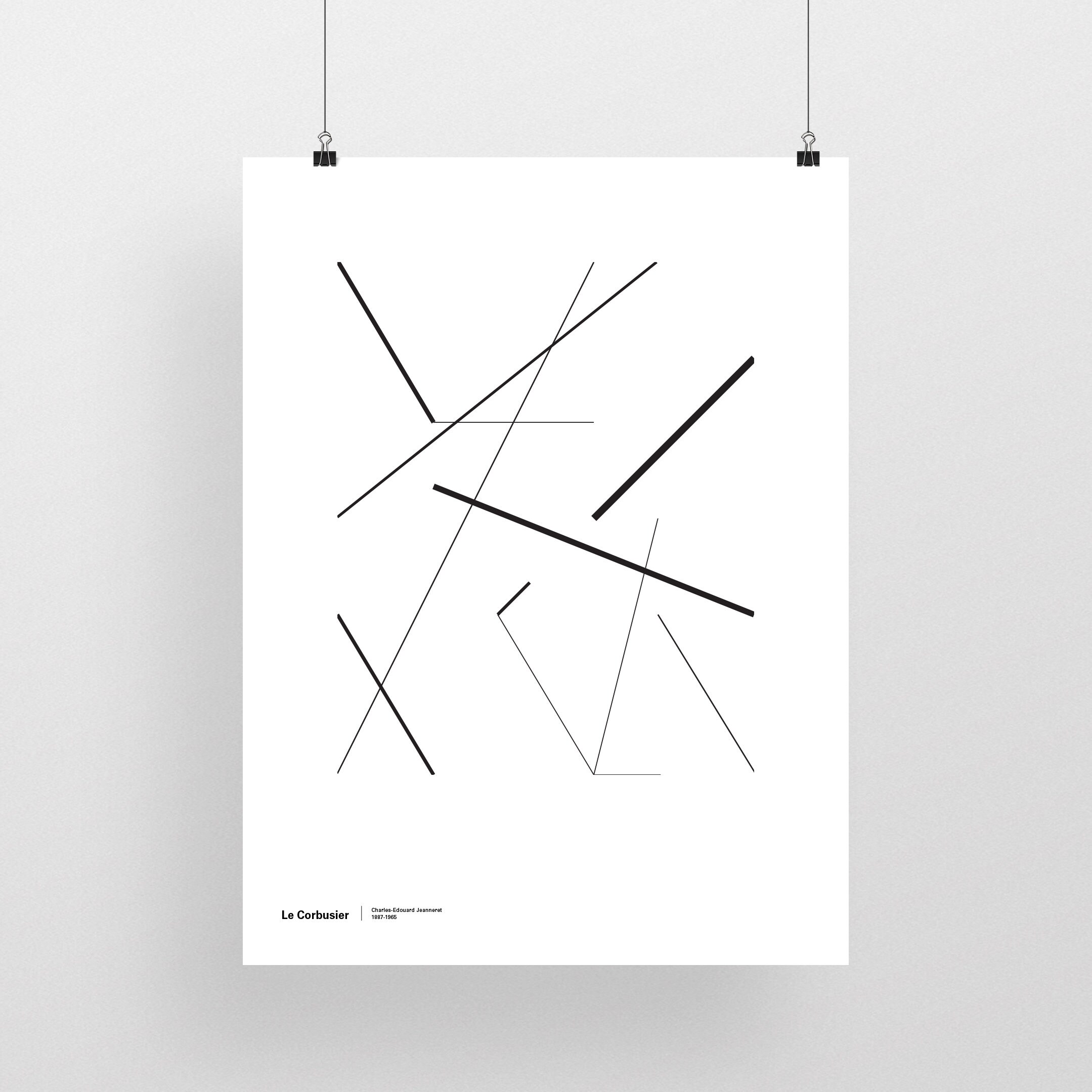 Le Corbusier Fibonacci Grid Architectural Lines Poster, Helvetica ...