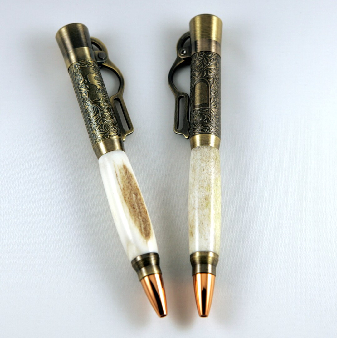 Lever Action Deer Antler Ballpoint Pen in Antique Brass - Etsy
